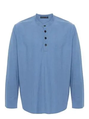 Harris Wharf London Band-collar Polo Shirt - Blue