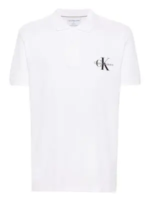 Calvin Klein Logo-embroidered Piqué Polo Shirt - White