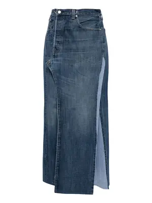 PROTOTYPES Washed Denim Midi Skirt - Blue