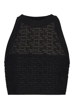 Balmain 4g Halterneck Knit Top - Black