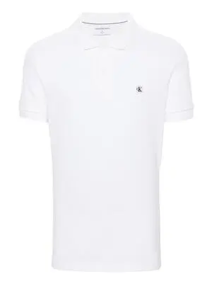 Calvin Klein Logo-patch Piqué Polo Shirt - White