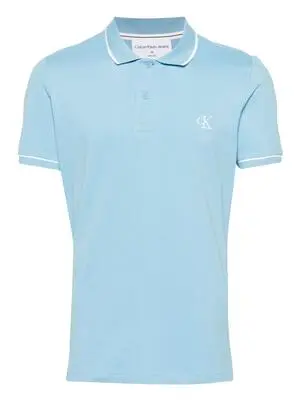Calvin Klein Logo-embroidered Piqué Polo Shirt - Blue