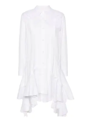 Comme Des Garçons Ruffled Shirt Mini Dress - White