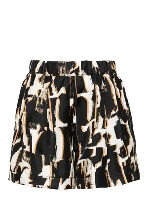Asceno Asceno Zurich Abstract-Print Silk Shorts Black