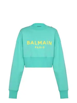 Balmain Logo-print Cropped Sweatshirt - Blue