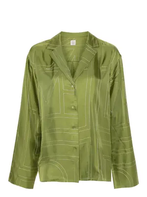TOTEME Monogram Silk Shirt - Green