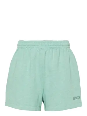 Remain Birger Christensen Logo-embroidered Mélange Shorts - Green