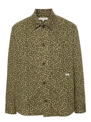 Maison Kitsuné Floral-print Cotton Shirt Jacket - Green