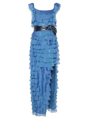 GEMY MAALOUF Off-shoulder Ruffled Gown - Blue