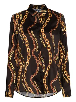 Versace Chain Couture-print Shirt - Black
