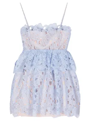 SELF-PORTRAIT Corded Lace Mini Dress - Blue