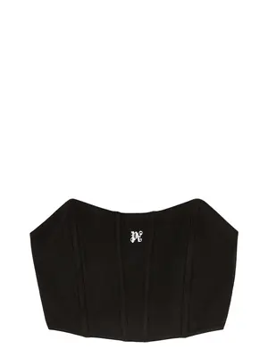 PALM ANGELS Palm Angels Monogram-Print Corset Top
