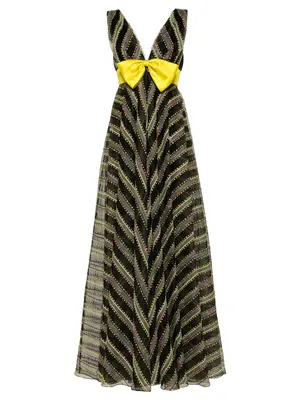GEMY MAALOUF Striped Sleeveless Gown - Yellow