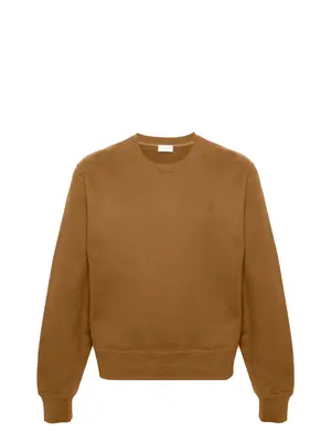 Saint Laurent Logo-embroidered Cotton Sweatshirt - Brown