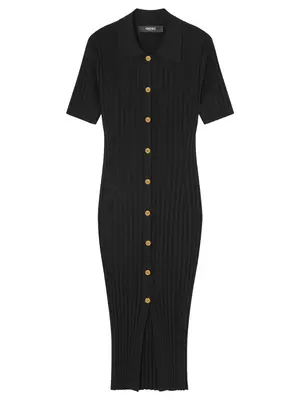 Versace Knitted Midi Shirt Dress - Black