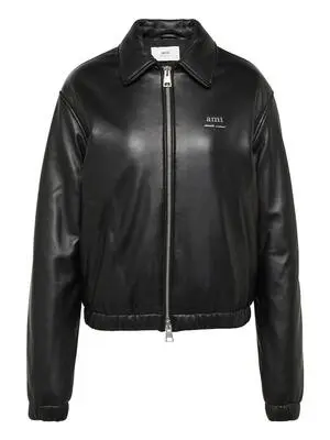 AMI Paris Leather Jacket - Black