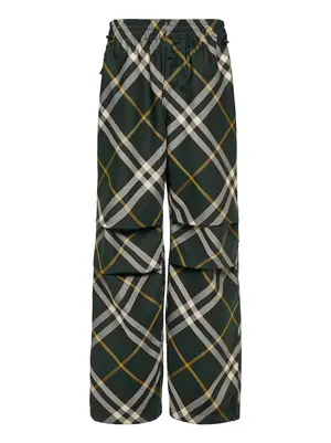 Burberry Check Wide-leg Pants - Green