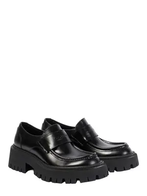 Balenciaga Tractor Leather Loafers - Black