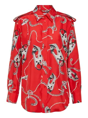 Burberry Printed Silk Shirt - Red