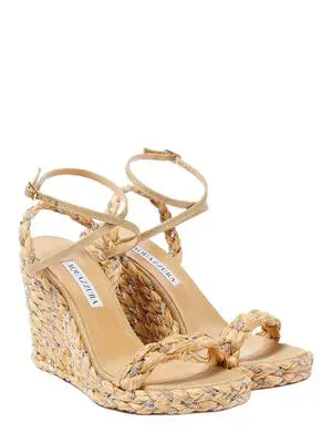 AQUAZZURA Costiera 120 Embellished Espadrille Wedges - Beige