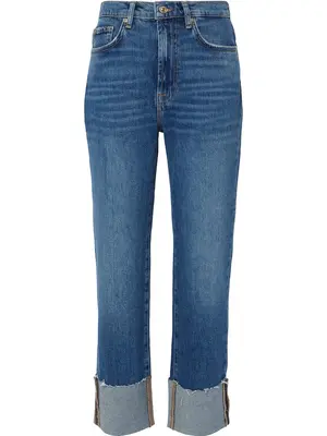 7 For All Mankind Logan High-rise Cropped Slim Jeans - Blue