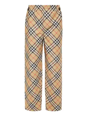Burberry Checked Track Pants - Beige