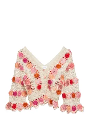 Anna Kosturova Bouquet Floral Crochet Top - Multicoloured