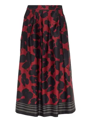 Dries Van Noten Printed Satin Midi Skirt - Multicoloured