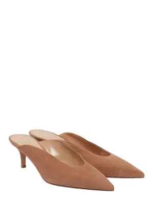GIANVITO ROSSI Suede Mules - Brown