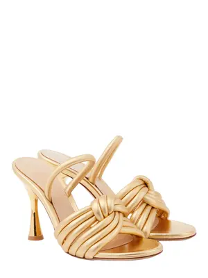GIANVITO ROSSI Ottavia Metallic Leather Sandals - Gold