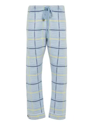 GOD'S TRUE CASHMERE Rain Tartan Cashmere Sweatpants - Blue