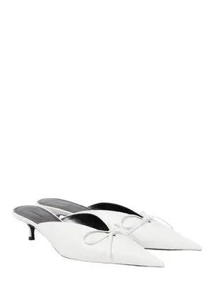 Balenciaga Knife Bow Leather Mules - White
