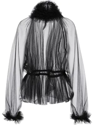 Dolce & Gabbana Ruffle-trimmed Tulle Blouse - Black