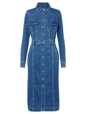7 For All Mankind Denim Midi Shirt Dress - Blue