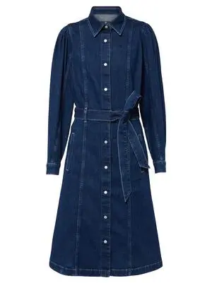 7 For All Mankind Denim Midi Shirt Dress - Blue