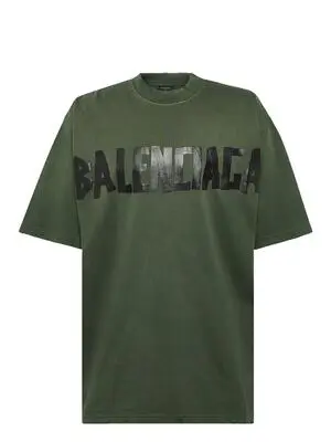 Balenciaga Tape Cotton-blend Jersey T-shirt - Green