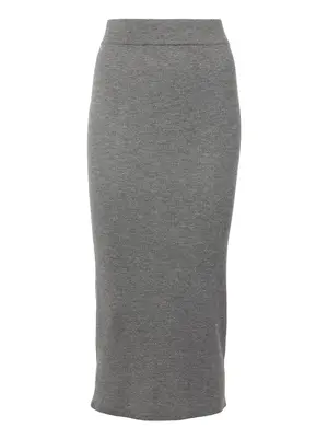 Brunello Cucinelli Ribbed-knit Midi Skirt - Grey