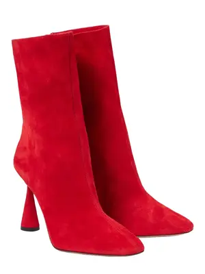 AQUAZZURA Amore 95 Suede Ankle Boots - Red