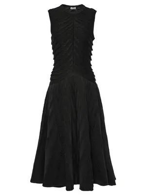 Alaïa Gathered Midi Dress - Black