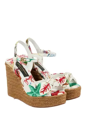 Dolce & Gabbana Capri Cava Printed Espadrille Wedges - Multicoloured