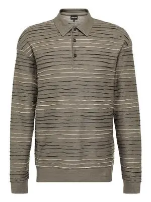 Giorgio Armani Intarsia Linen-blend Polo Sweater - Multicoloured