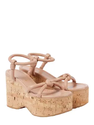 GIANVITO ROSSI Leather Wedge Sandals - Pink