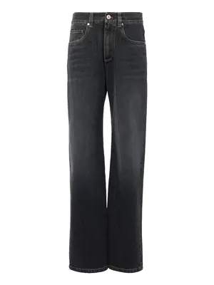 Brunello Cucinelli Mid-rise Wide-leg Jeans - Black
