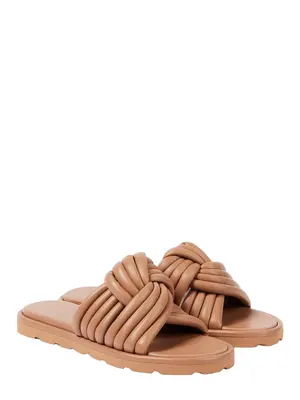 GIANVITO ROSSI Ottavia Leather Slides - Brown