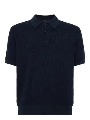 Brioni Cotton, Silk, And Cashmere Polo Shirt - Blue