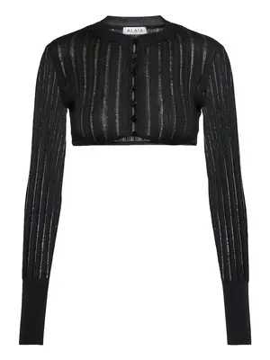 Alaïa Ribbed-knit Cropped Cardigan - Black