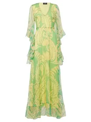 Etro Printed Silk Maxi Dress - Green