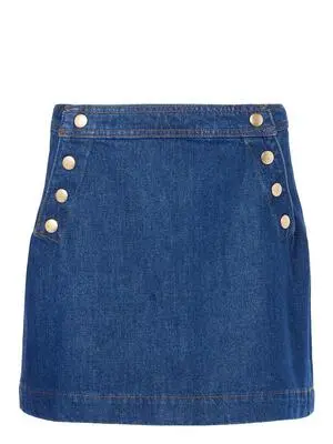 FRAME Sailor Snap Denim Miniskirt - Blue
