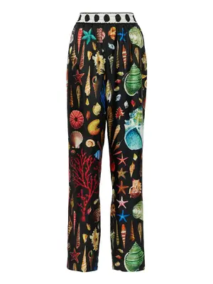 Dolce & Gabbana Capri Printed Silk Satin Pants - Black