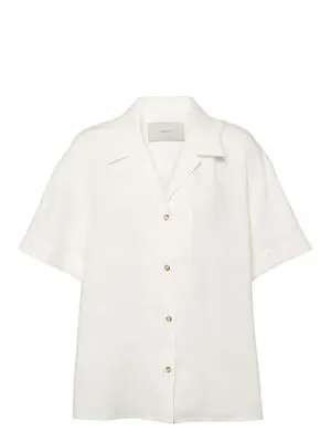 Asceno Prague Linen Bowling Shirt - Neutrals